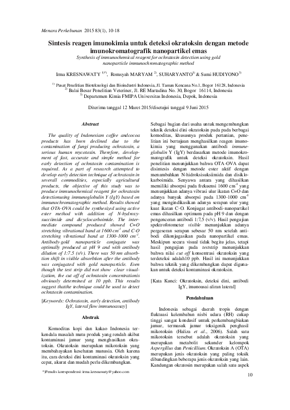 (PDF) Sintesis reagen imunokimia untuk deteksi okratoksin dengan metode ...
