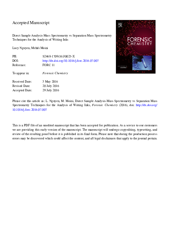 (PDF) Direct sample analysis-mass spectrometry vs separation mass ...