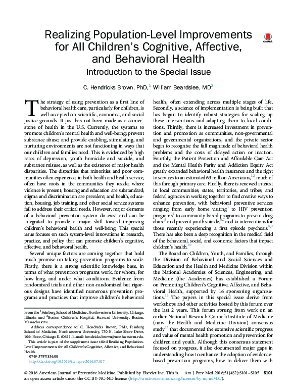 (PDF) Advancing Children's Behavioral Health Strategies