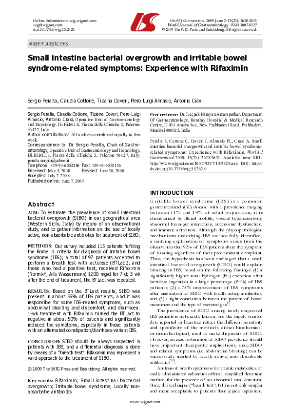 (PDF) Small intestine bacterial overgrowth and irritable bowel syndrome ...