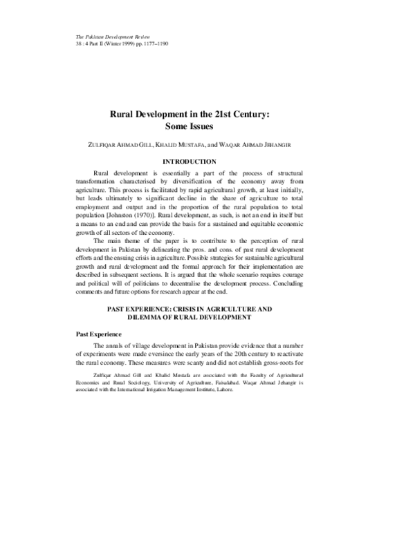 (PDF) Rural Development in the 21st Century: Some Issues