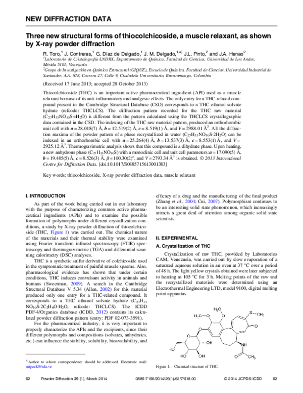 (PDF) Three new structural forms of thiocolchicoside, a muscle relaxant ...