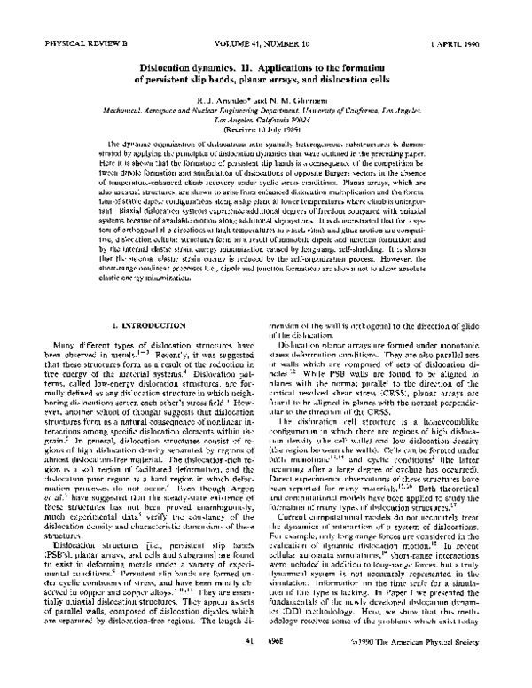 (PDF) Dislocation dynamics. II. Applications to the formation of ...