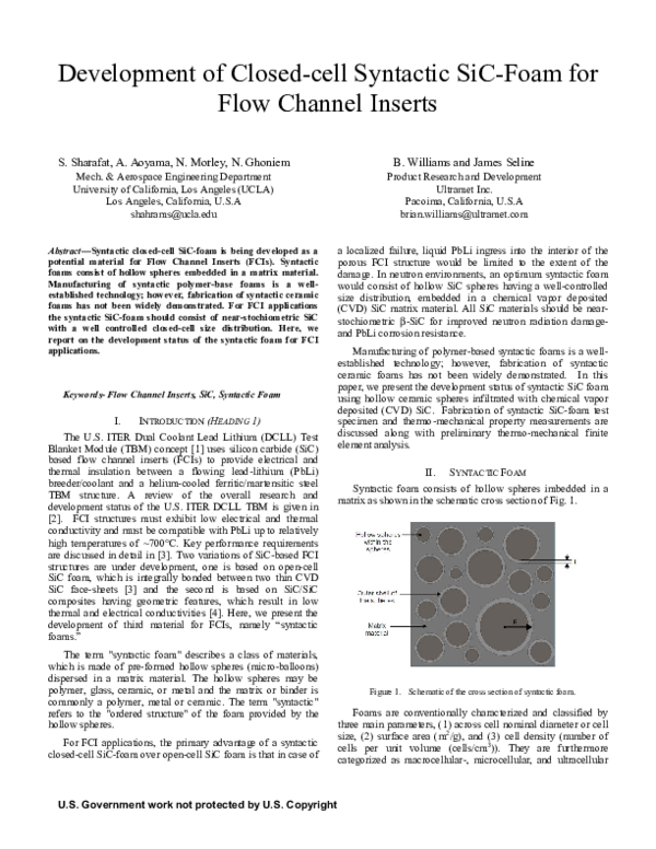Development of closed-cell syntactic SiC-foam for Flow Channel Inserts