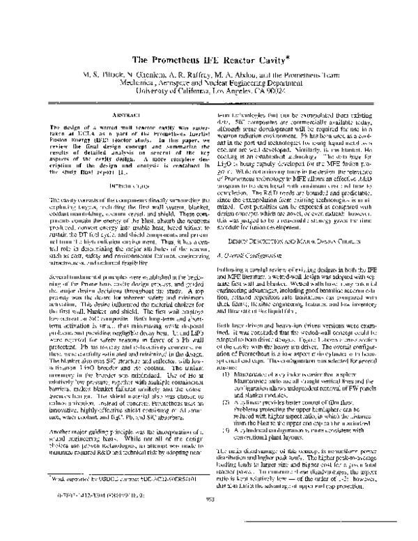 (PDF) The Prometheus IFE reactor cavity