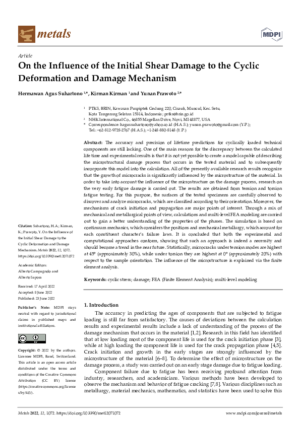 (PDF) On the Influence of the Initial Shear Damage to the Cyclic ...