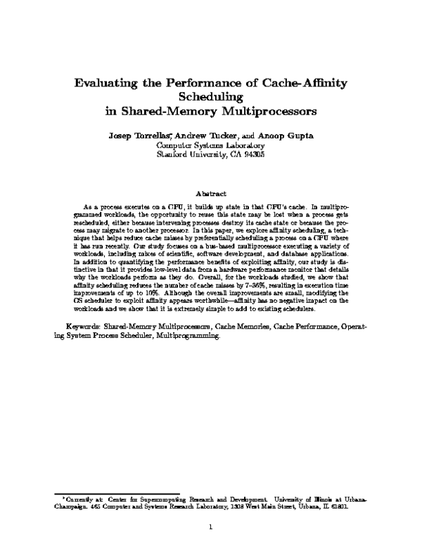 (PDF) Evaluating the Performance of Cache-Affinity Scheduling in Shared-Memory Multiprocessors