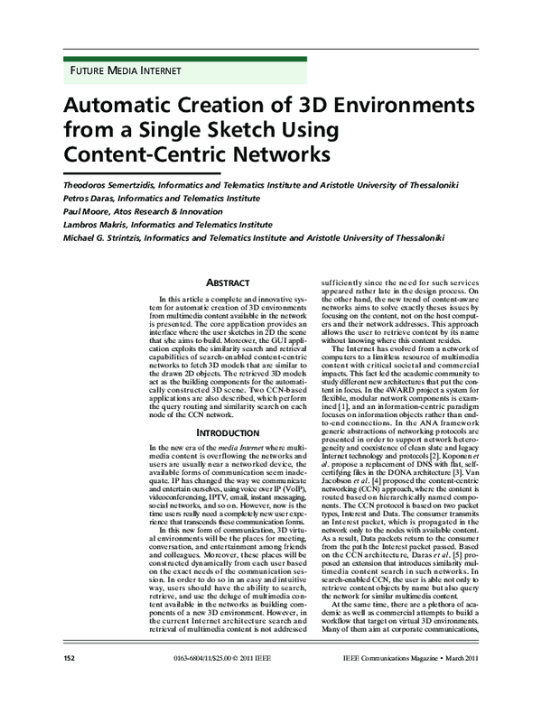 (PDF) Automatic creation of 3D environments from a single sketch using content-centric networks