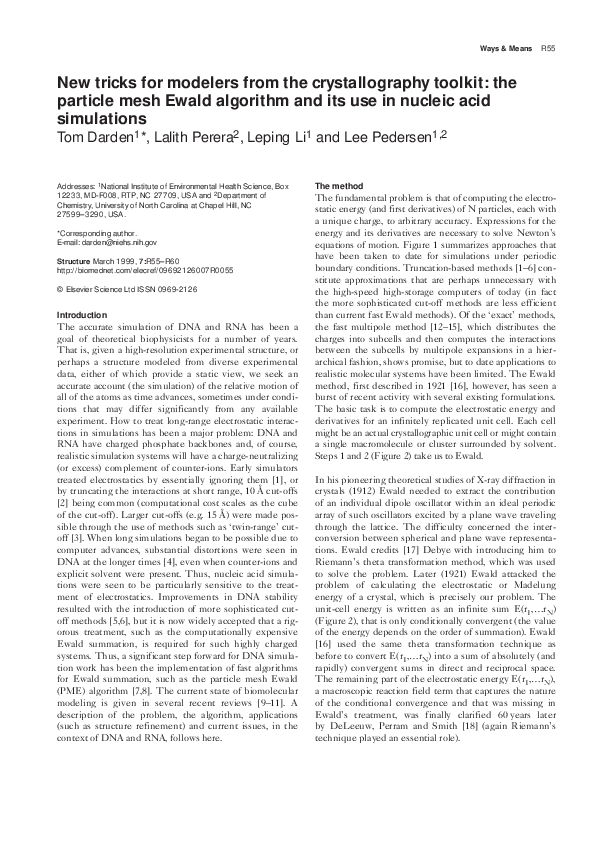 Pdf New Tricks For Modelers From The Crystallography Toolkit The Particle Mesh Ewald
