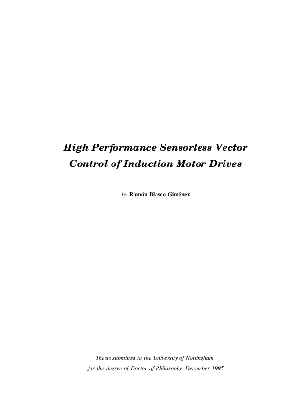 Pdf High Performance Sensorless Vector Control Of Induction Motor