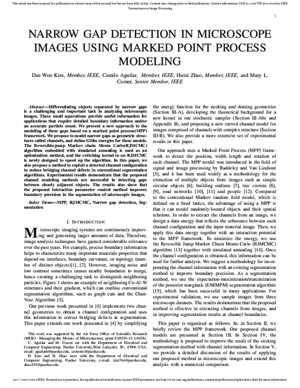 (PDF) Narrow Gap Detection in Microscope Images Using Marked Point ...