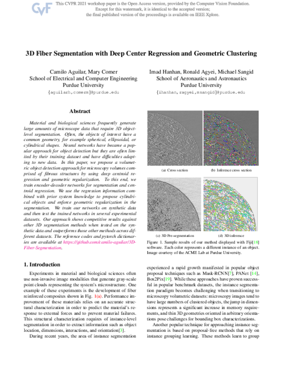 (PDF) 3D Fiber Segmentation with Deep Center Regression and Geometric Clustering