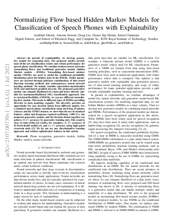 (PDF) Normalizing Flow based Hidden Markov Models for Classification of Speech Phones with ...