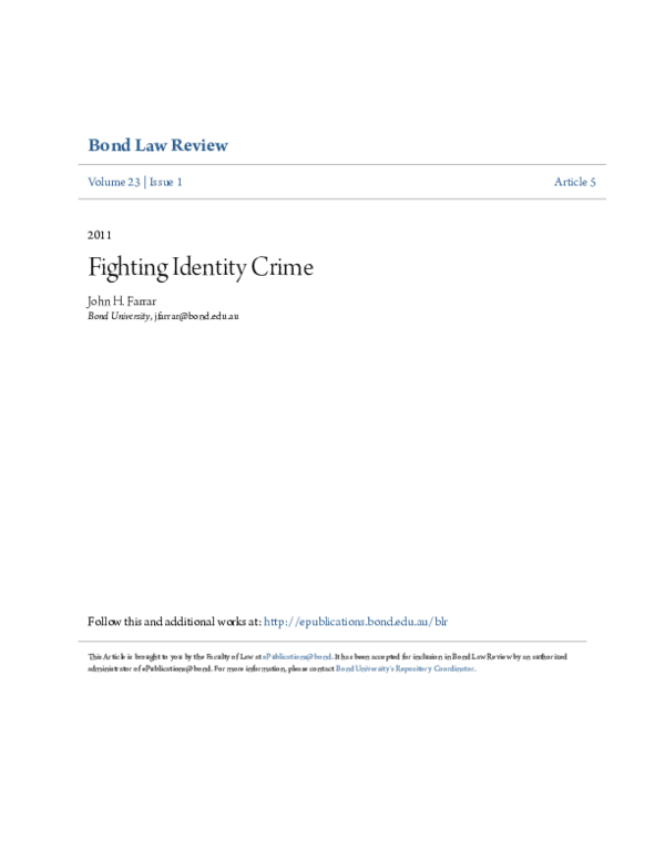(PDF) Fighting Identity Crime