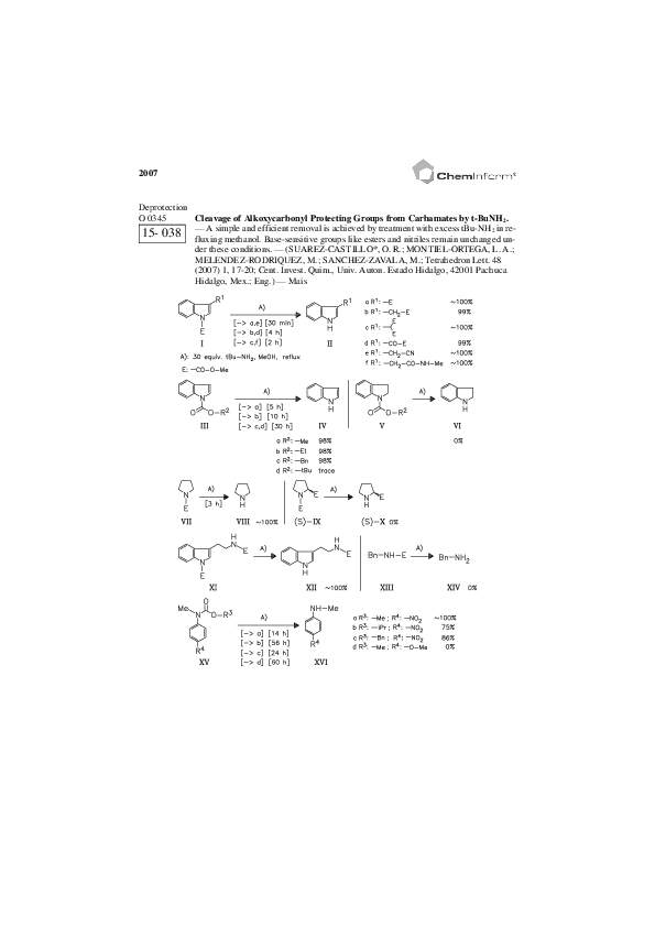 (PDF) Cleavage of alkoxycarbonyl protecting groups from carbamates by t ...