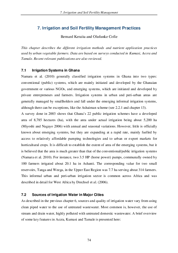 (PDF) Irrigation and soil fertility management practices