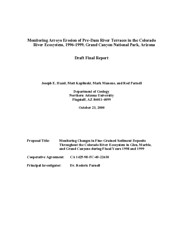 (PDF) Monitoring arroyo erosion of pre-dam river terraces in the ...