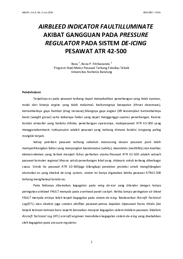 (PDF) Airbleed Indicator Faultilluminate Akibat Gangguan Pada Pressure ...