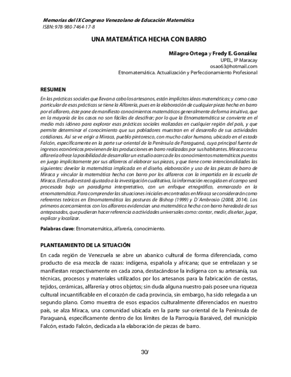 (PDF) Una matemática hecha con barro
