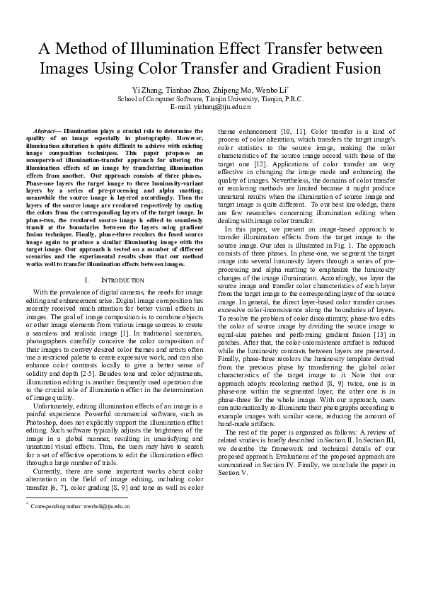 (PDF) A method of illumination effect transfer between images using ...