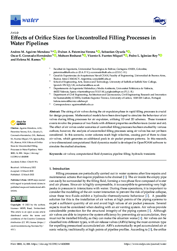 (PDF) Effects of Orifice Sizes for Uncontrolled Filling Processes in ...