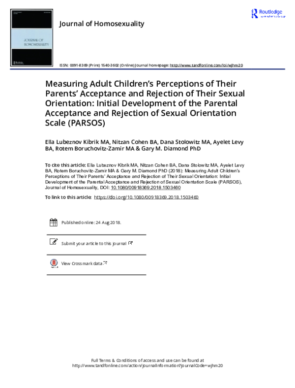 (PDF) Measuring Adult Children's Perceptions of Their Parents' Acceptance and Rejection of Their ...