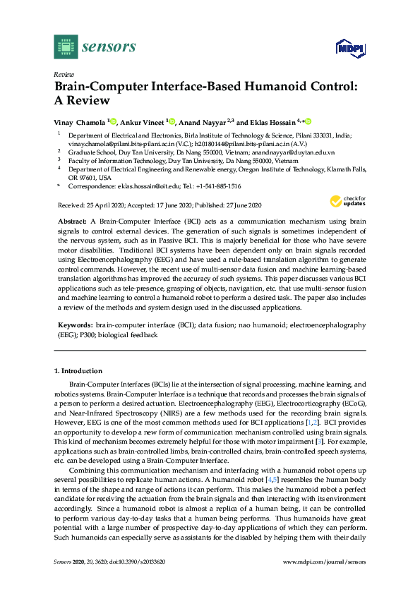 (PDF) Brain-Computer Interface-Based Humanoid Control: A Review