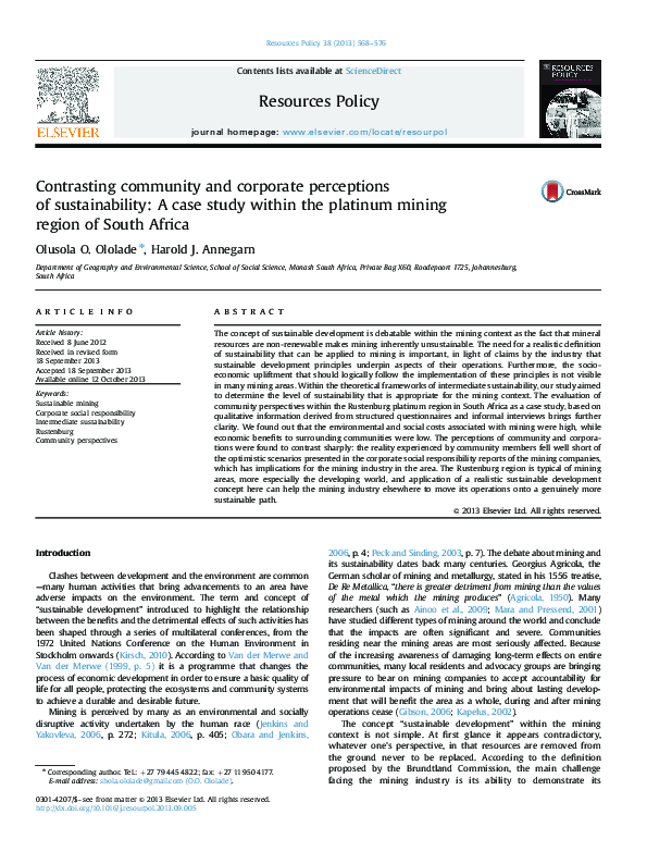 (PDF) Contrasting community and corporate perceptions of sustainability ...
