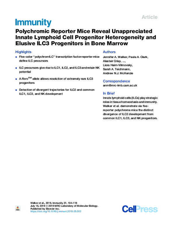 (PDF) Heterogeneity of ILC Progenitors Revealed by Polychromic Mice