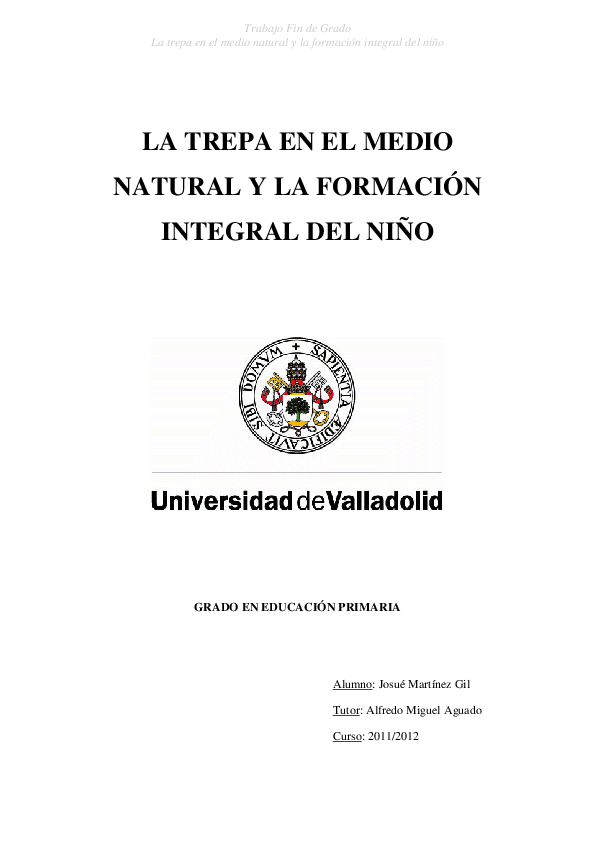 (PDF) La trepa en el medio natural y la formación integral del niño