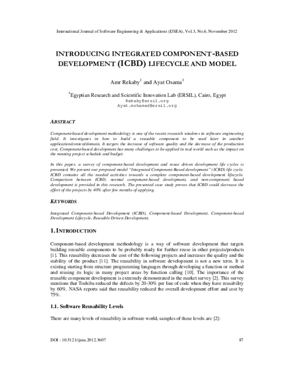 Pdf Introducing Integrated Component Based Development Icbd