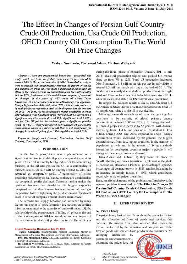 (PDF) The Effect In Changes of Persian Gulf Country Crude Oil ...