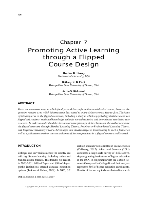 (PDF) Promoting Active Learning through a Flipped Course Design