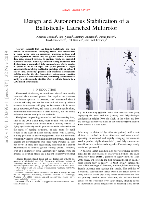 (PDF) Design and Autonomous Stabilization of a Ballistically-Launched Multirotor