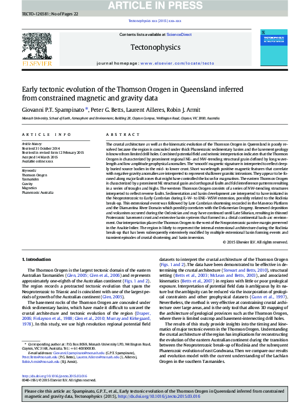 (PDF) Early tectonic evolution of the Thomson Orogen in Queensland ...