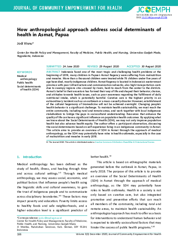 (PDF) How anthropological approach address social determinants of health in Asmat, Papua