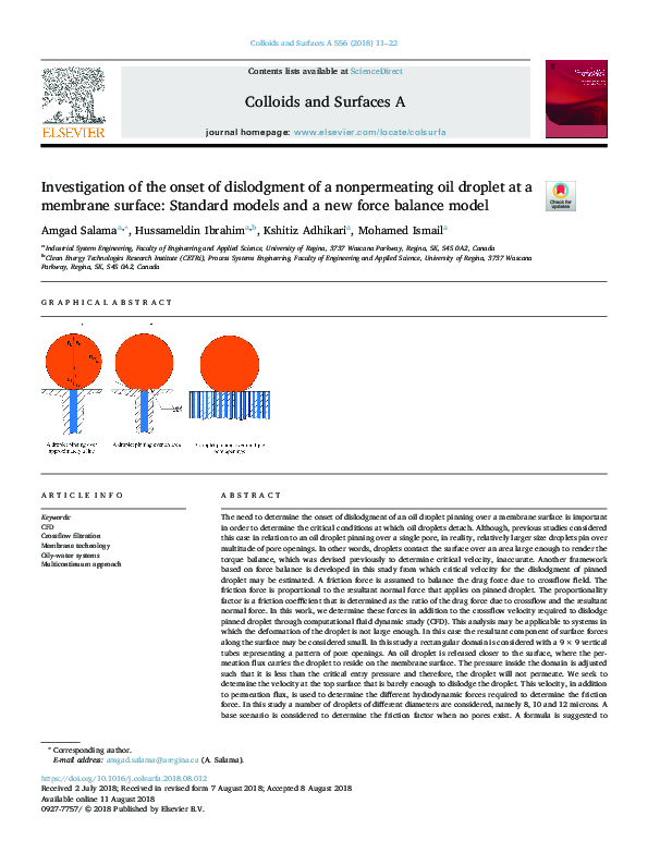 (PDF) Investigation of the onset of dislodgment of a nonpermeating oil ...