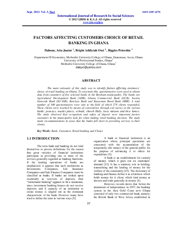 (PDF) Factors Affecting Customers Choice of Retail Banking in Ghana