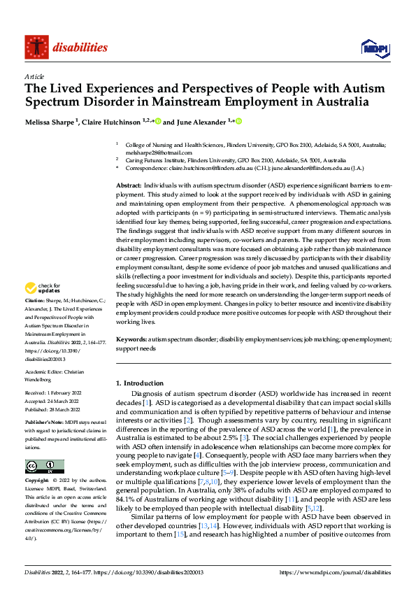 (PDF) The Lived Experiences and Perspectives of People with Autism ...