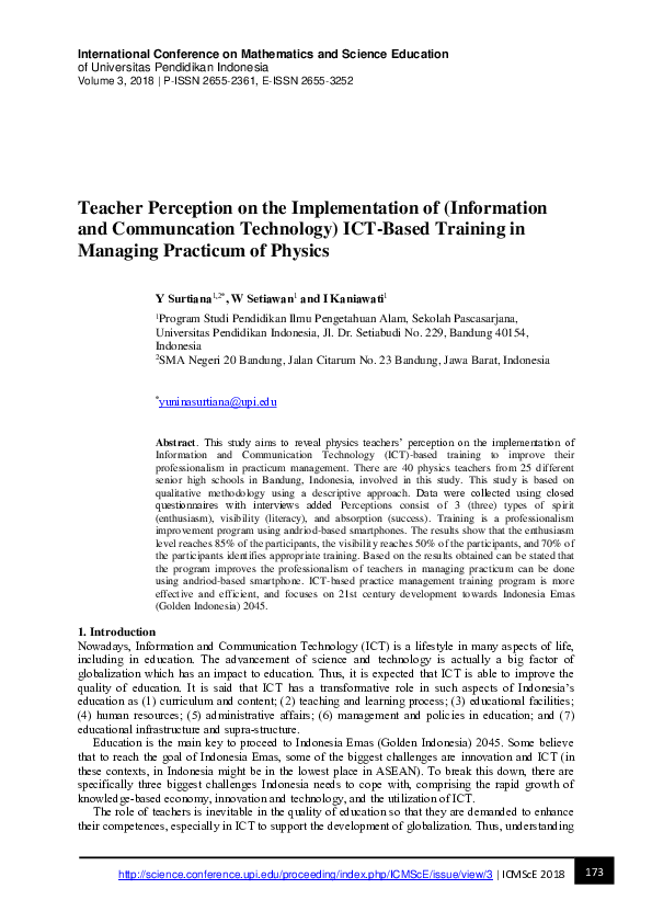 (PDF) Teacher Perception on the Implementation of (Information and Communcation Technology) ICT ...
