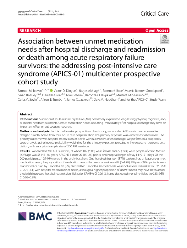 (PDF) Association between unmet medication needs after hospital ...