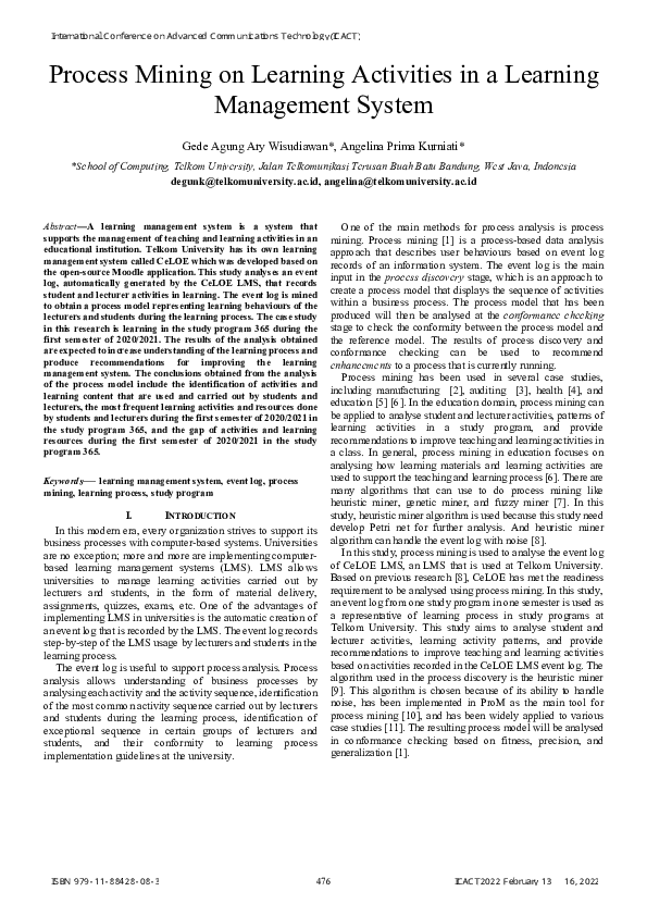 (PDF) Process Mining on Learning Activities in a Learning Management System