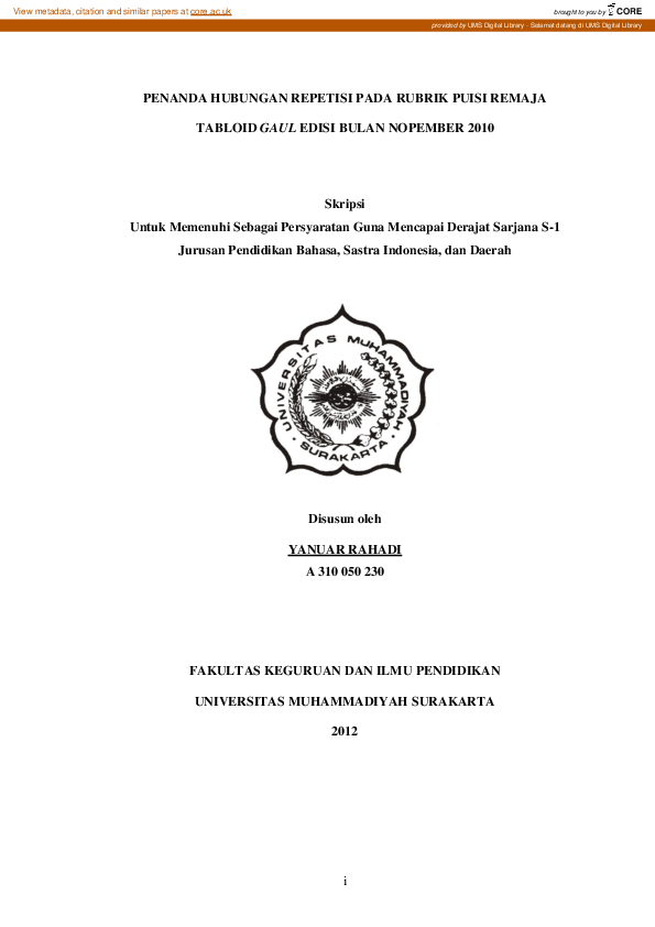 (PDF) Penanda Hubungan Repetisi Pada Rubrik Puisi Remaja Tabloid Gaul ...