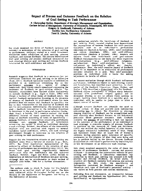 (PDF) Impact of Process and Outcome Feedback on the Relation of Goal ...