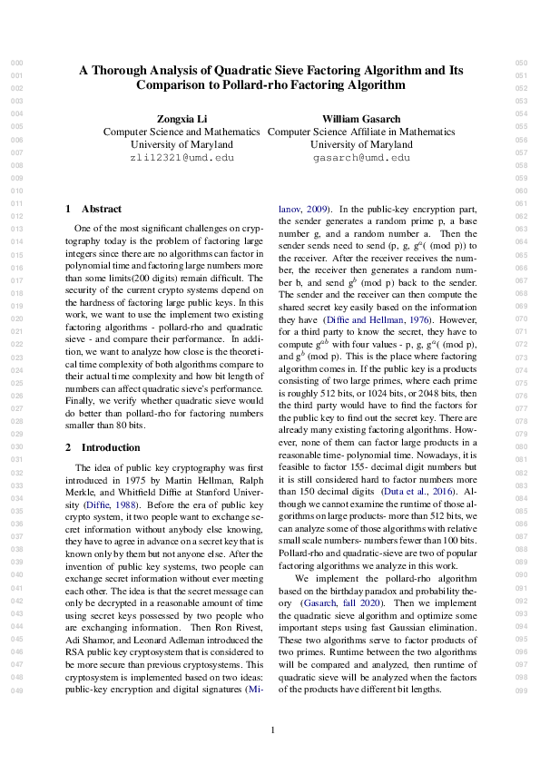 (PDF) A Thorough Analysis of Quadratic Sieve Factoring Algorithm and Its Comparison to Pollard ...