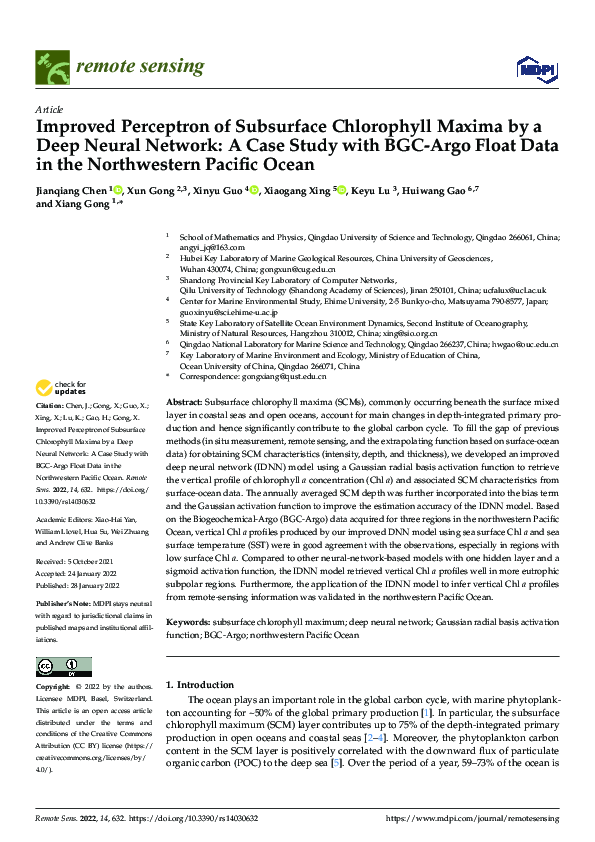 Pdf Improved Perceptron Of Subsurface Chlorophyll Maxima By A Deep Neural Network A Case