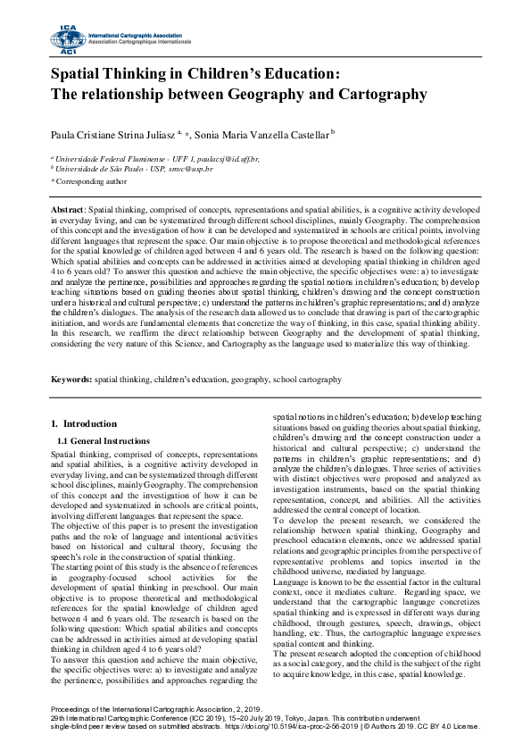 (PDF) Spatial Thinking in Children’s Education: The relationship ...