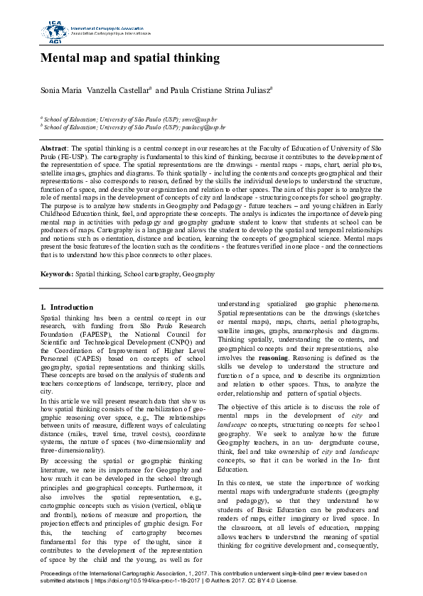 (PDF) Mental map and spatial thinking (PDF) Mental map and spatial thinking