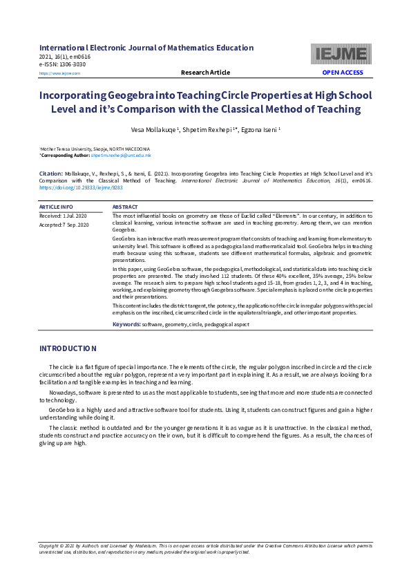 (PDF) Incorporating Geogebra into Teaching Circle Properties at High School Level and it’s ...