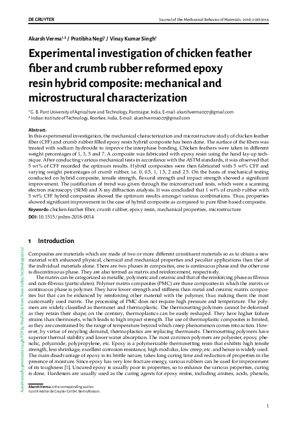 (PDF) Experimental investigation of chicken feather fiber and crumb ...